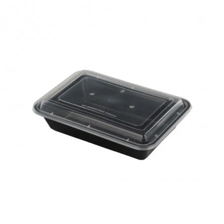 Black Base Rectangle Container With Clear Lids 1000ml